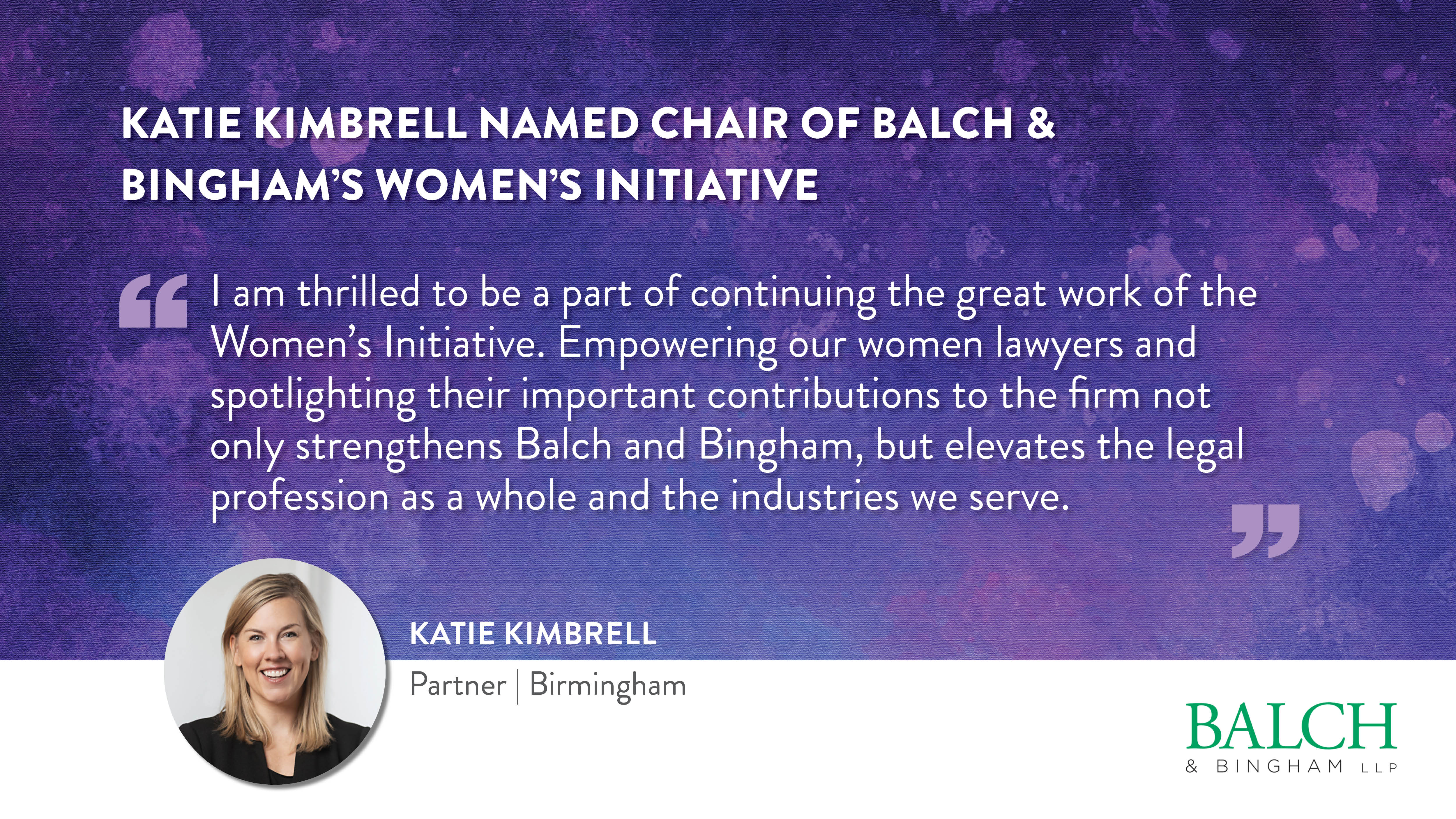 Katie Kimbrell named Chair of Balch Women’s Initiative | Balch ...